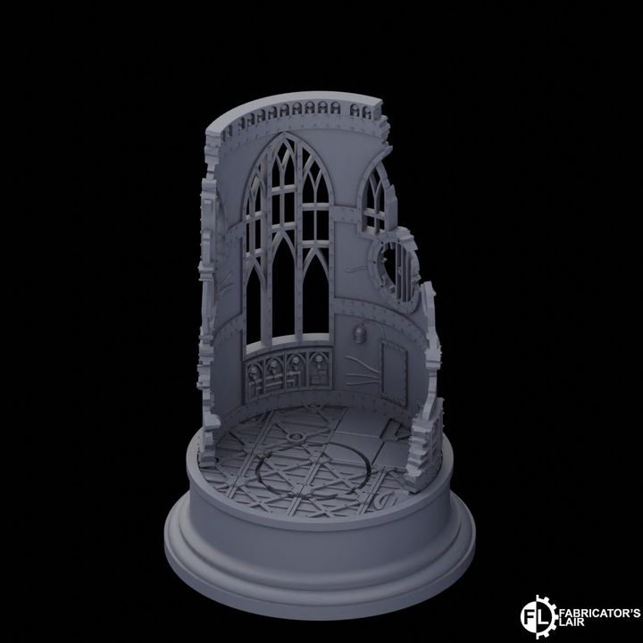 3D Printable Sci-Fi Scenic Base with curved walls by Fabricator's Lair