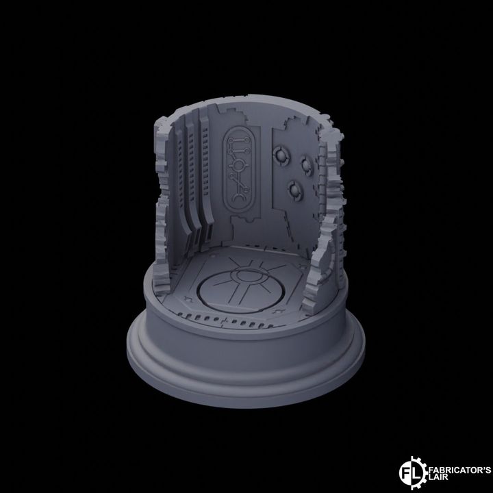 3D Printable Sci-Fi Scenic Base with curved walls by Fabricator's Lair