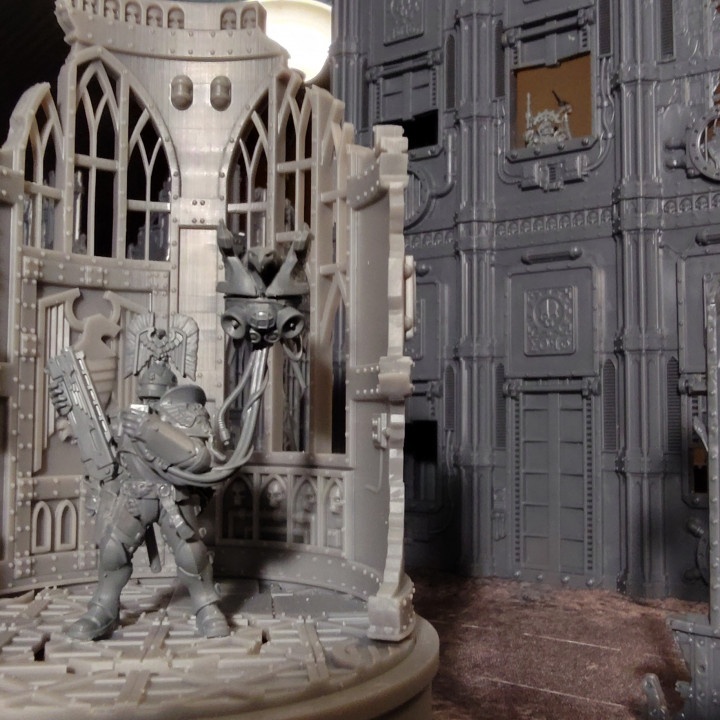 3D Print of Sci-Fi Scenic Base with curved walls by James-1015