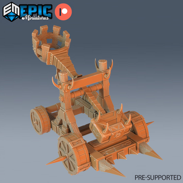 3D Printable Siege Engine Set / Tower / Catapult / Battering Ram Wolf ...
