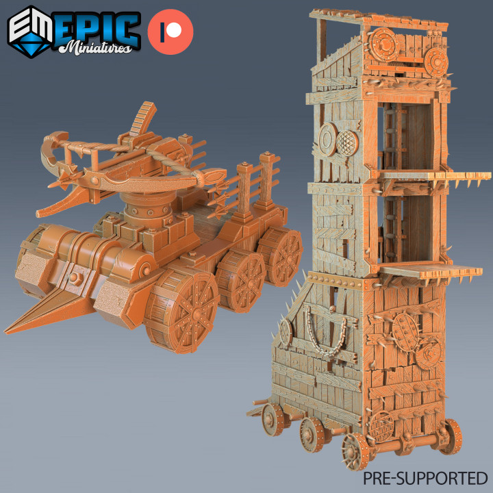 3D Printable Siege Engine Tower & Dragonslayer Ballista / War Machine / Warfare Construct by ...