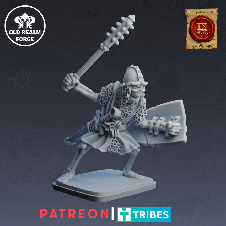 3D Printable FREE STL - Undead with Knobbed Mace and Shield by Old ...