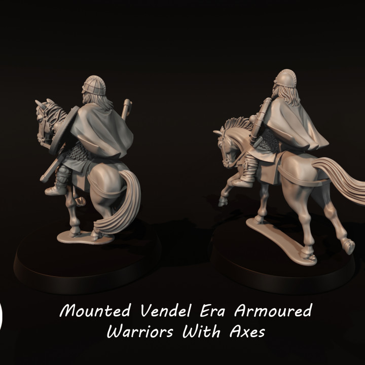 3D Printable Mounted Vendel Era Armoured Warriors With Axes by Medbury ...