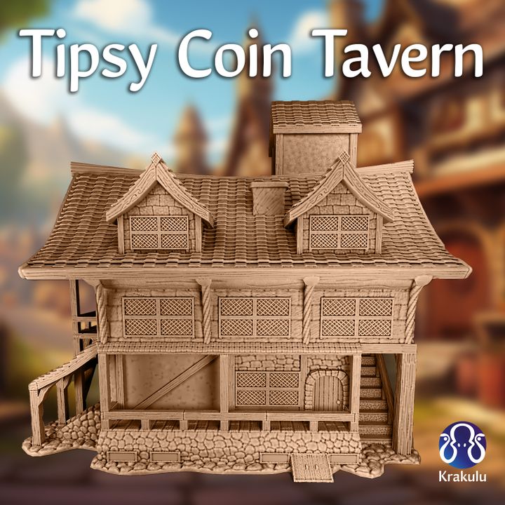 3D Printable Tipsy Coin Tavern by Krakulu