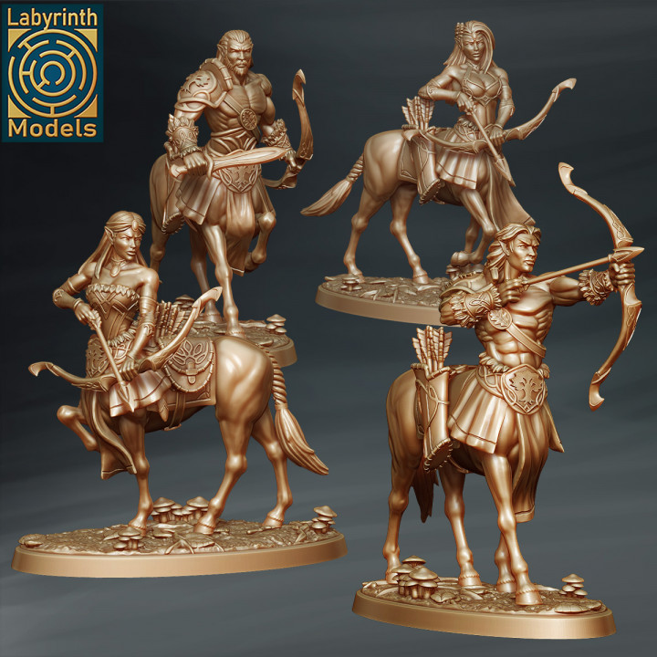 3D Printable Centaur Archers - 32mm scale by Labyrinth Models
