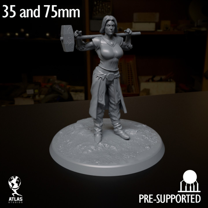 3D Printable Female Barbarian Viking Rune Knight by Atlas Studios