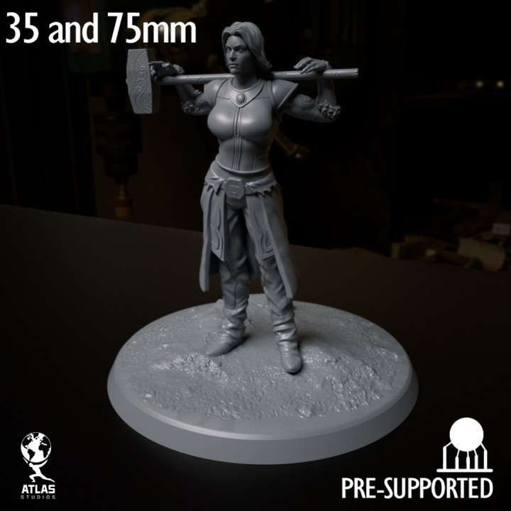 3D Printable Female Barbarian Viking Rune Knight by Atlas Studios