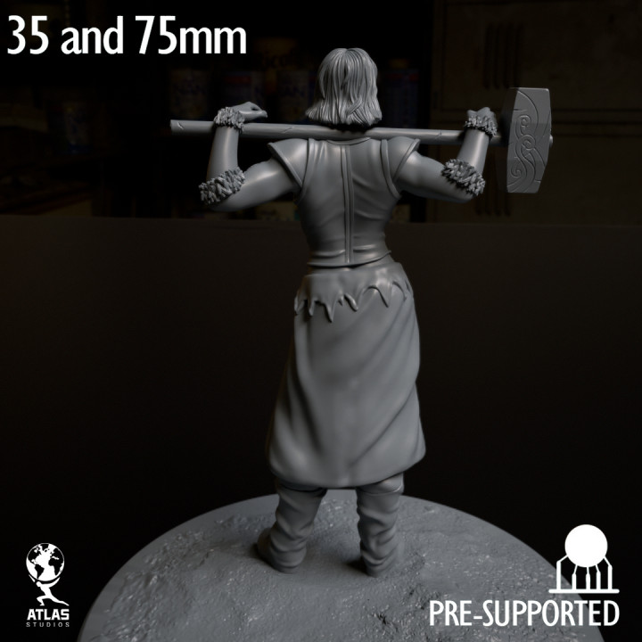 3D Printable Female Barbarian Viking Rune Knight by Atlas Studios
