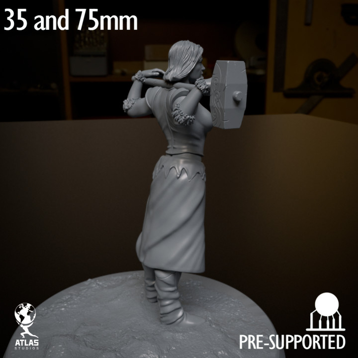 3D Printable Female Barbarian Viking Rune Knight by Atlas Studios
