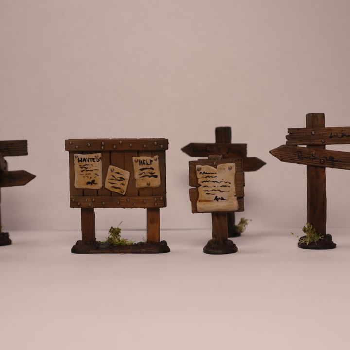 3D Print of QUEST BOARDS AND ROAD SIGNS PACK by Batmansdarkgame