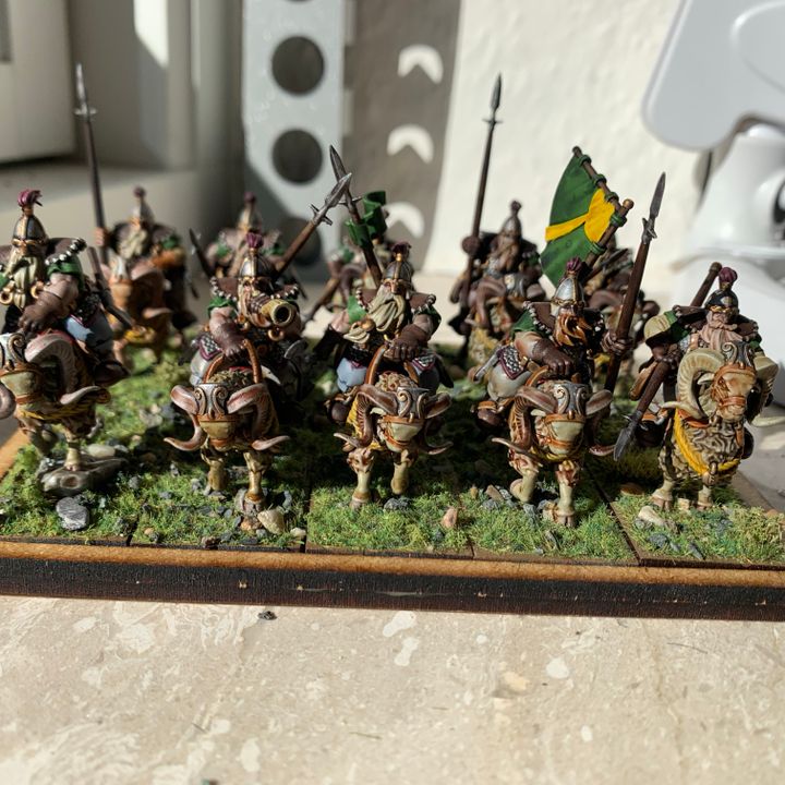 3D Print of Mounted Dwarfs - Highlands Miniatures by flemmingnielsen