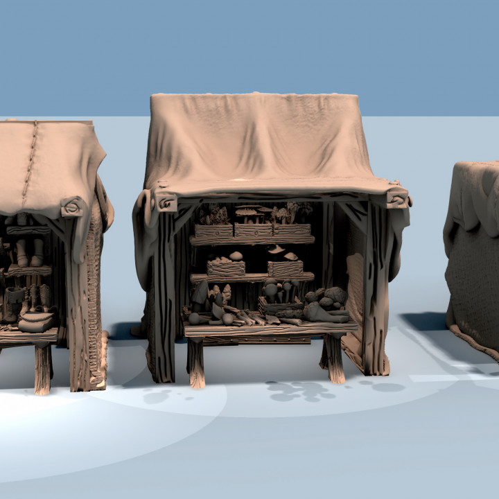 3D Printable Merchant Tents and Insert Inventory by GameScape3D