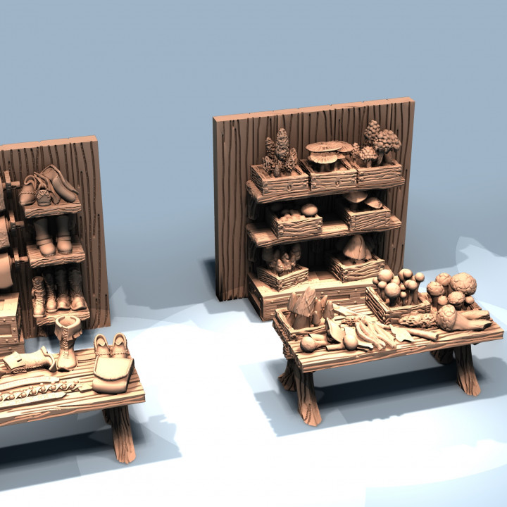 3D Printable Merchant Tents and Insert Inventory by GameScape3D