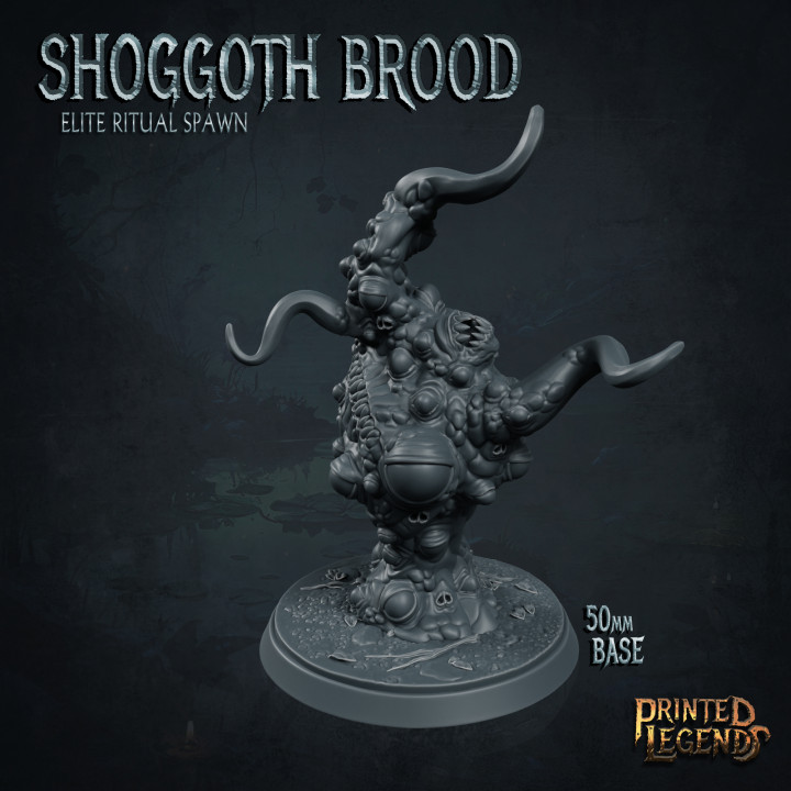3D Printable Shoggoth Brood 01 (50mm Bases) by Printed Legends