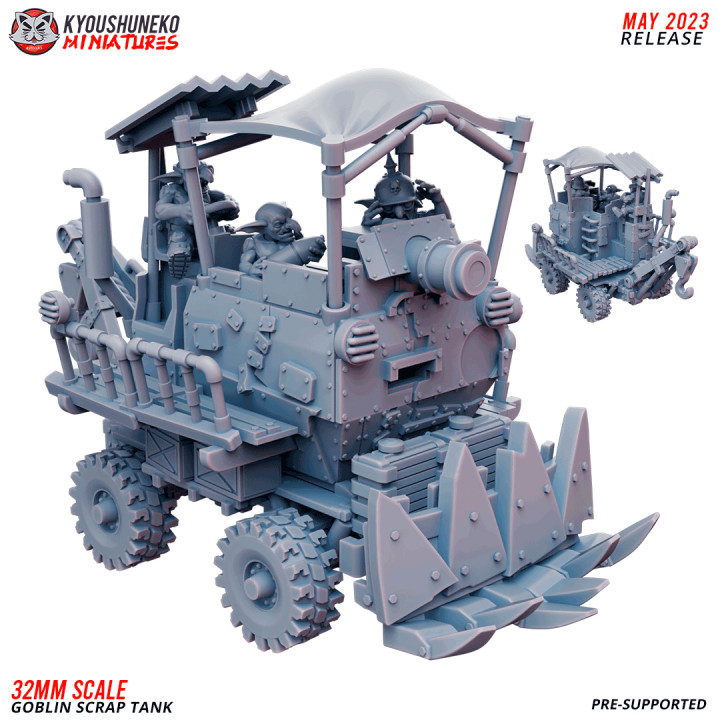 3D Printable Space Goblin Scrap Tank and Crew by Kyoushuneko Miniatures