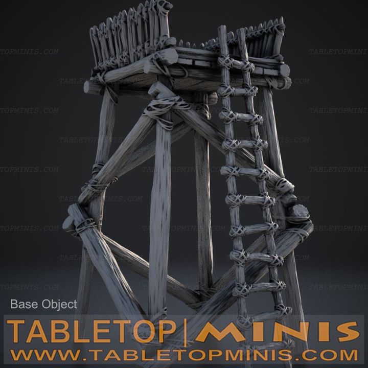 3D Printable Log Lookout Tower by TableTopMinis