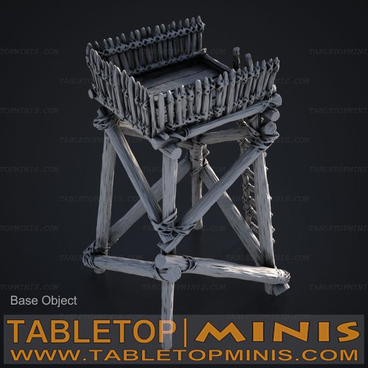 3D Printable Log Lookout Tower by TableTopMinis