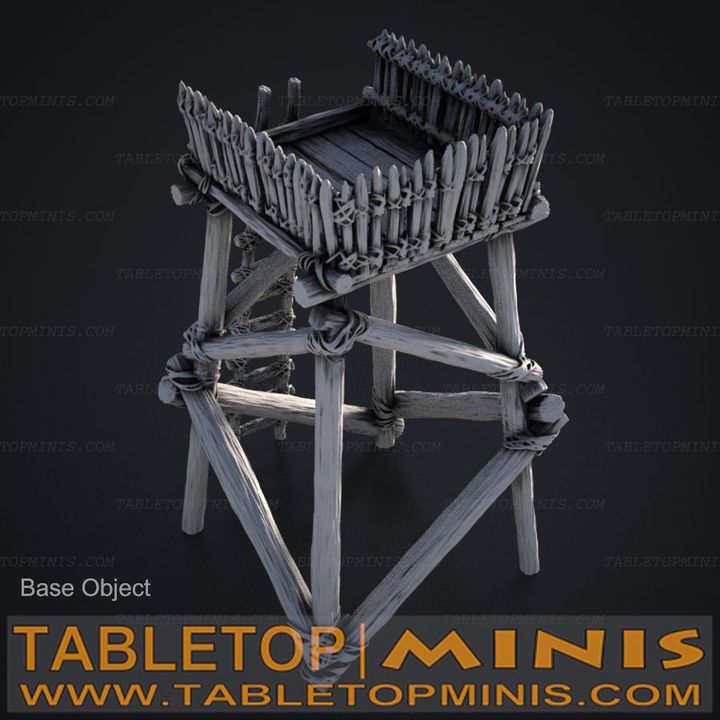 3D Printable Log Lookout Tower by TableTopMinis