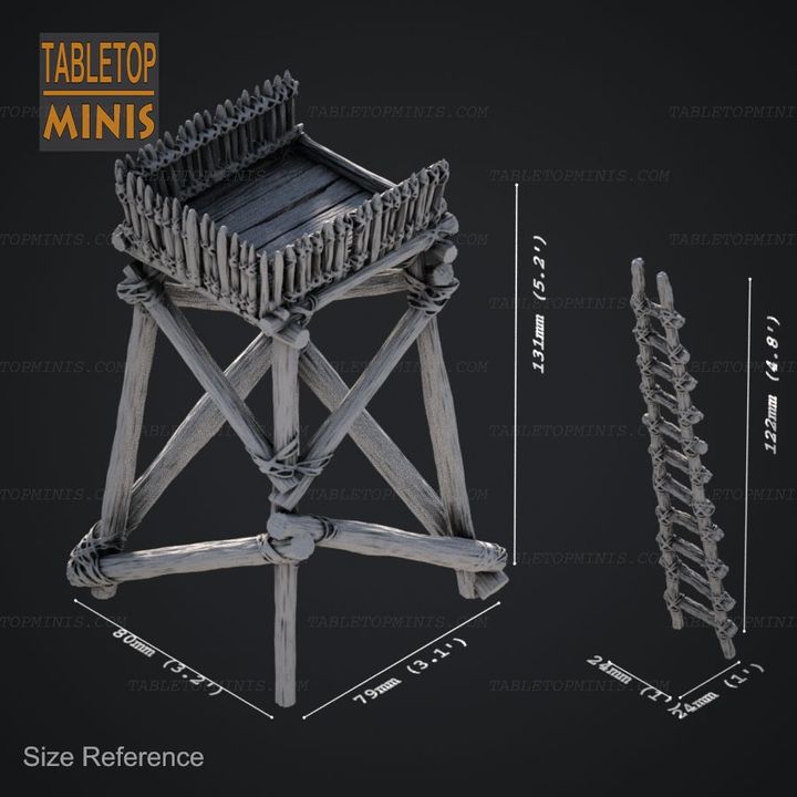3D Printable Log Lookout Tower by TableTopMinis