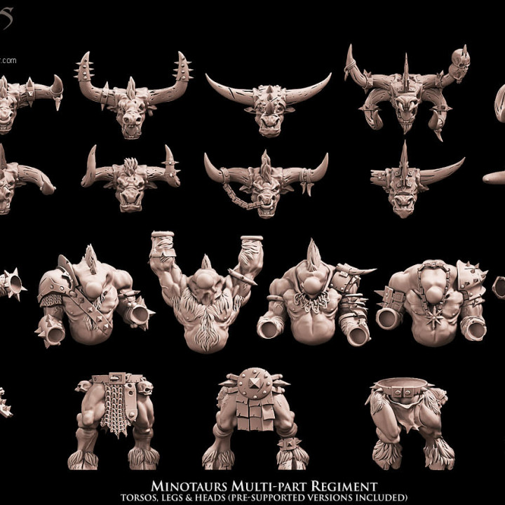 3D Printable Minotaurs multi-part regiment by Avatars of War