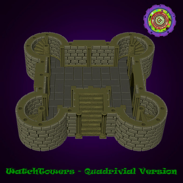 3D Printable WatchTowers - Quadrivial Version by C2Dwellers