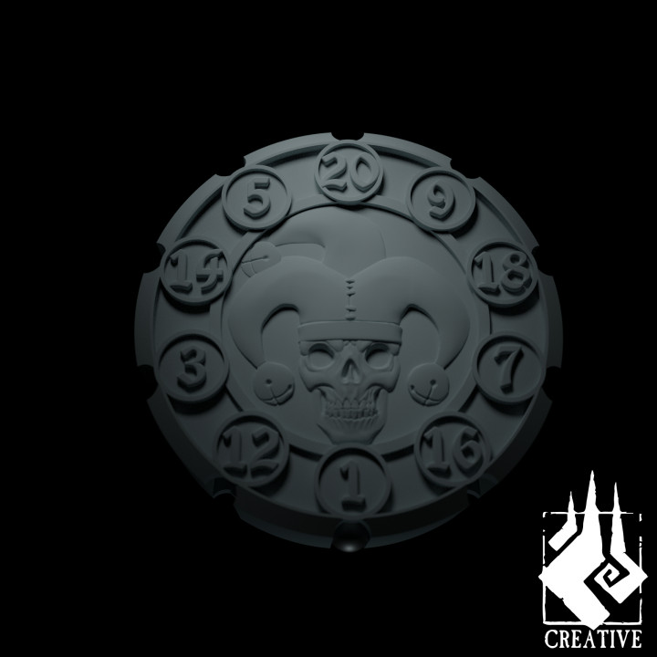 3D Printable D20 Flip Token - Jesters Tails by Ember Smith Creative
