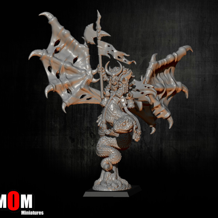 3D Printable Orc Chief on Winged Serpent by MOMminiatures
