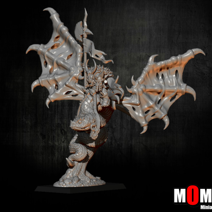 3D Printable Orc Chief on Winged Serpent by MOMminiatures