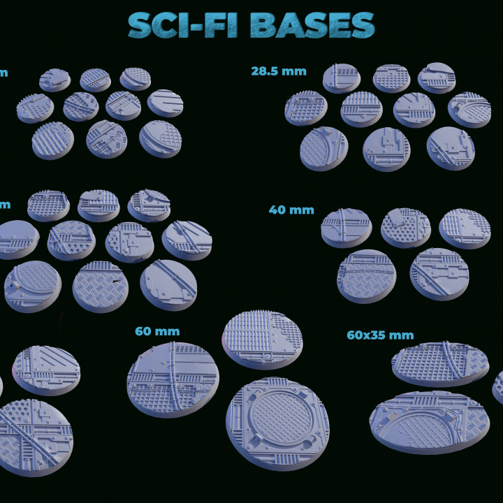3D Printable Sci-Fi Bases 25-60 mm by MNP Sculpt