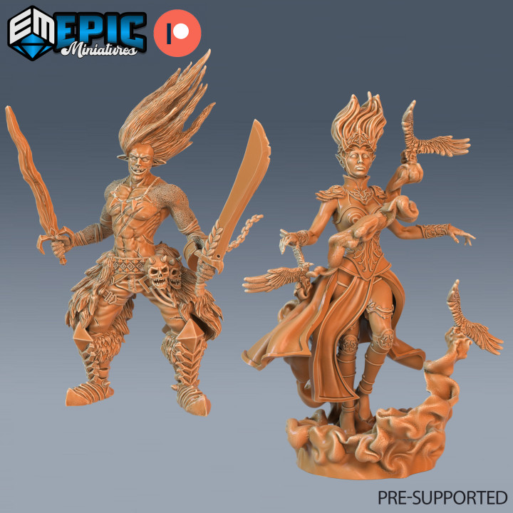 3D Printable Fire & Wind Genasi Set / Humanoid Warrior / Female Air ...
