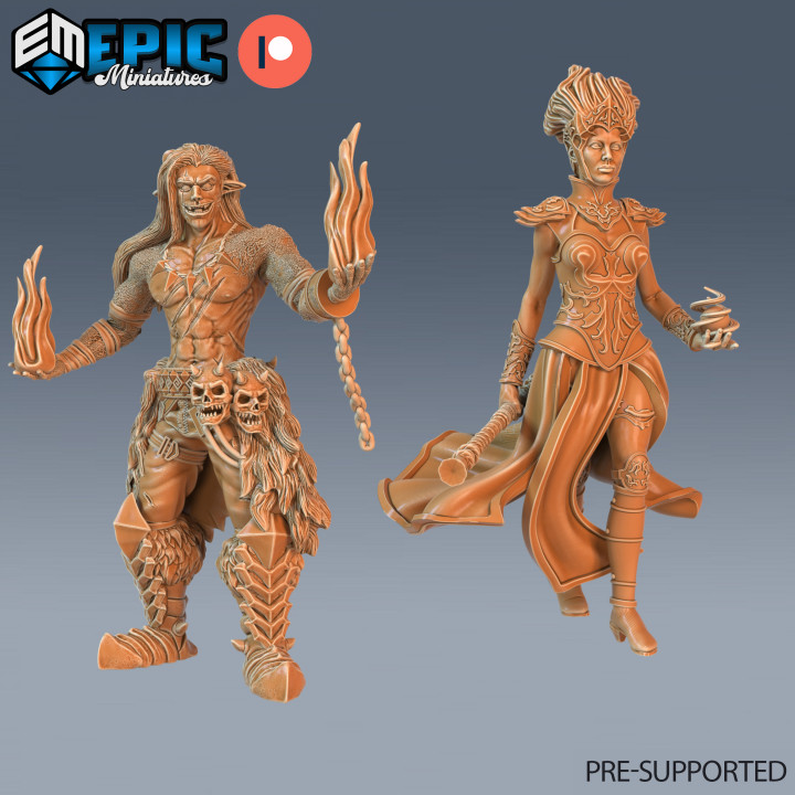 3D Printable Fire & Wind Genasi Team Magic / Humanoid Warrior / Female ...