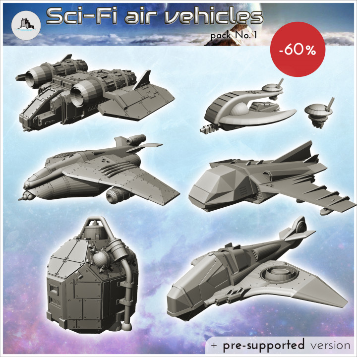 3D Printable Sci-Fi air vehicles pack No. 1 - Future Sci-Fi SF Post ...
