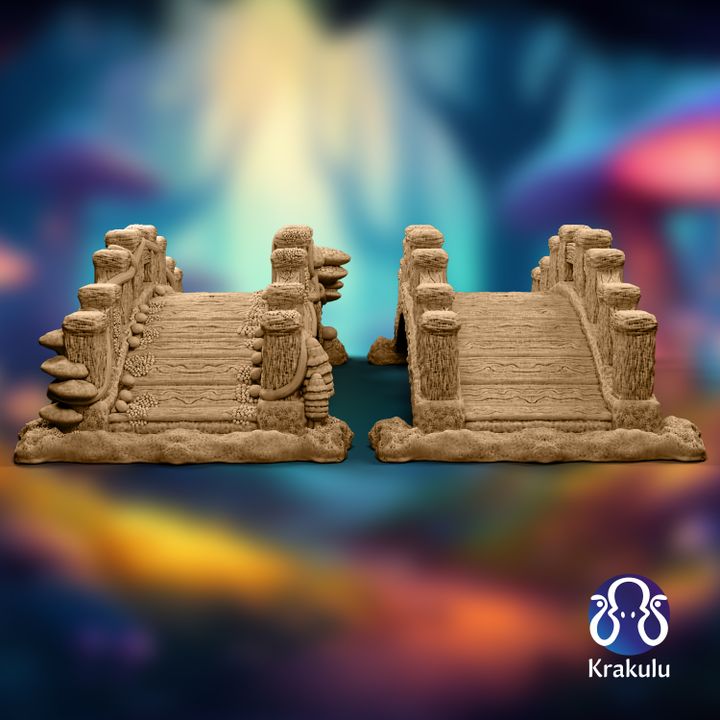 3D Printable Old Overgrown River Bridge by Krakulu