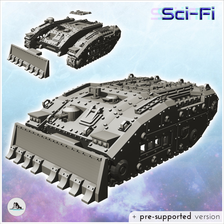 3D Printable Imperial Raptor tank with front blade (infantry transport ...