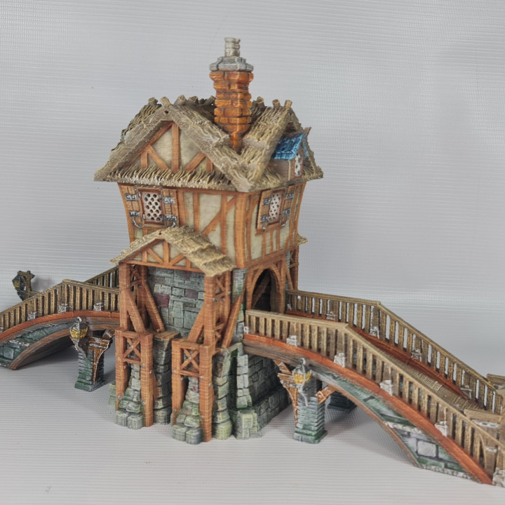 3D Printable Bridge Kit with Toll - Medieval Town Set by Adrian