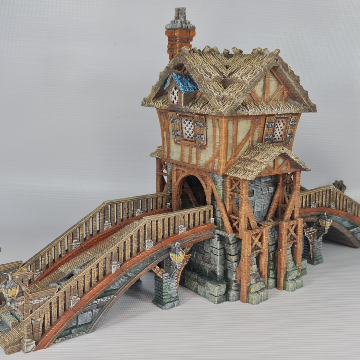 3D Printable Bridge Kit with Toll - Medieval Town Set by Adrian