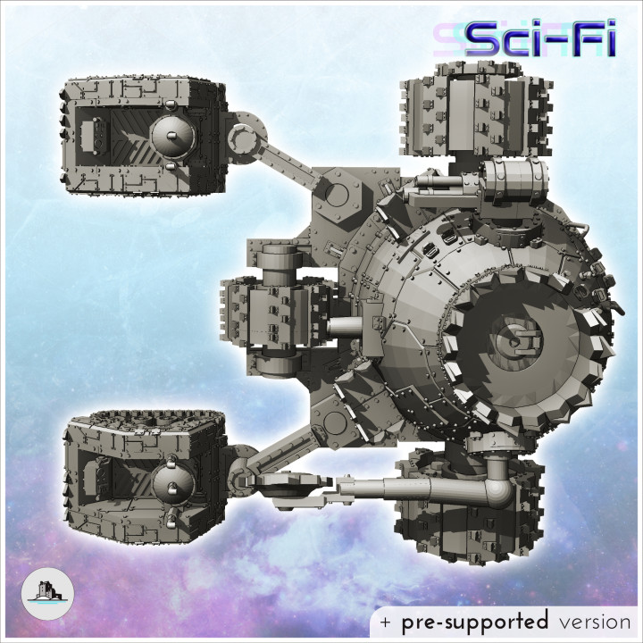 3D Printable Ork heavy tank with main turret and dual front firing ...
