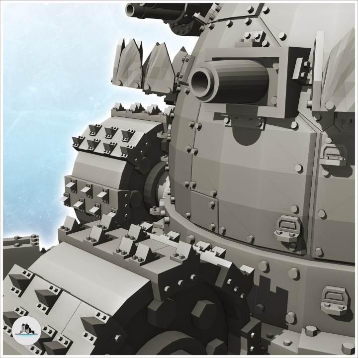 3D Printable Ork heavy tank with main turret and dual front firing ...