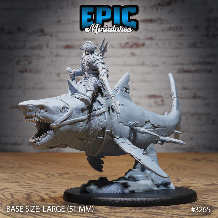 3D Printable Cursed Captain Shark Mount / Ancient Water Predator Rider ...