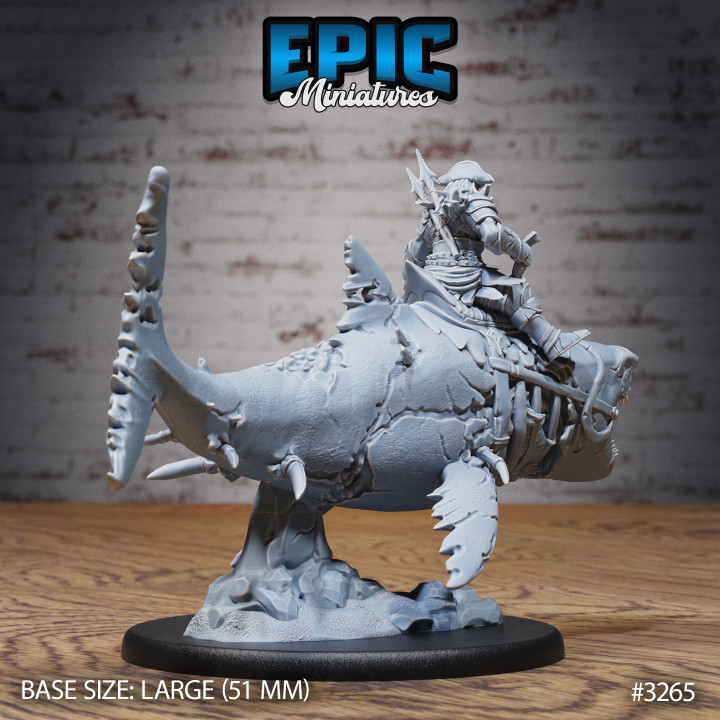 3D Printable Cursed Captain Shark Mount / Ancient Water Predator Rider ...
