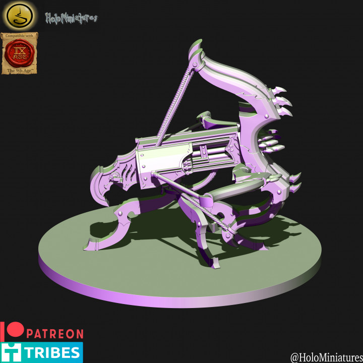 3D Printable Dark elves Bolt thrower (elf) by HoloMiniatures