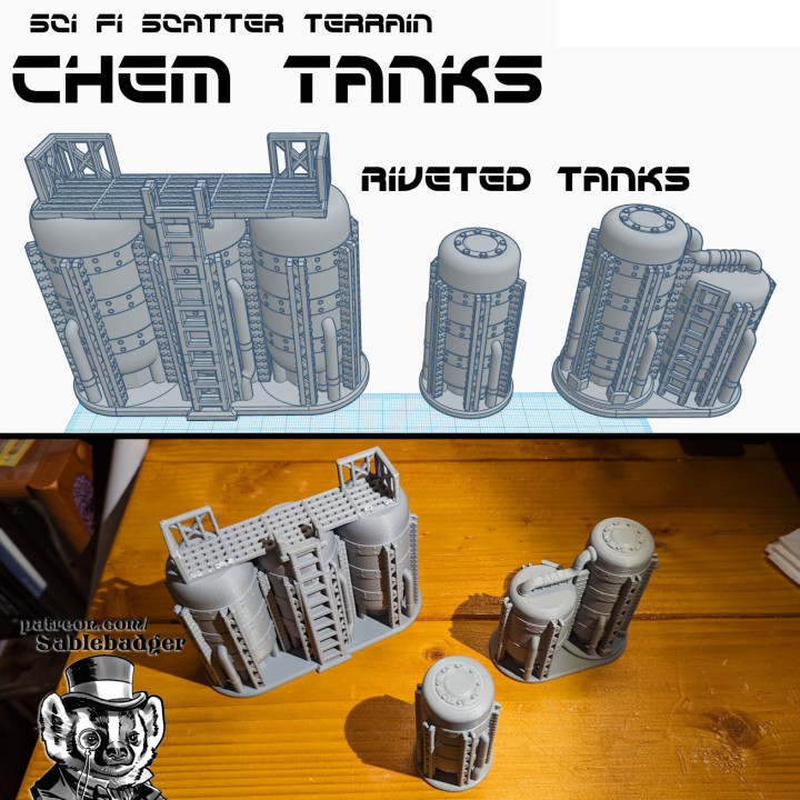 3D Printable Sci Fi Scatter Terrain - Chem Tanks by brander roullett