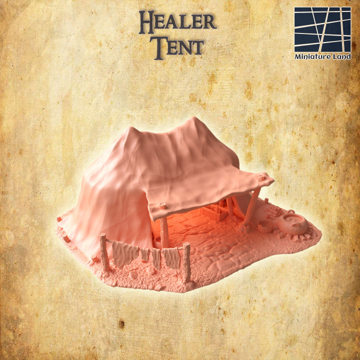3D Printable Healer Tent- Tabletop Terrain - 28 MM by MiniatureLand