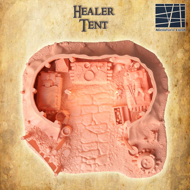 3D Printable Healer Tent- Tabletop Terrain - 28 MM by MiniatureLand