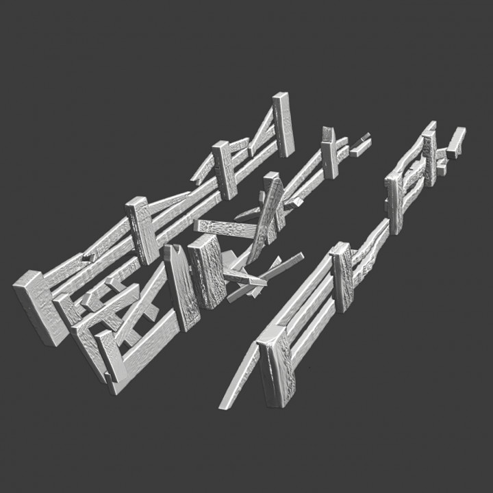 3D Printable 3 destroyed fances by Northern Crusades Miniatures