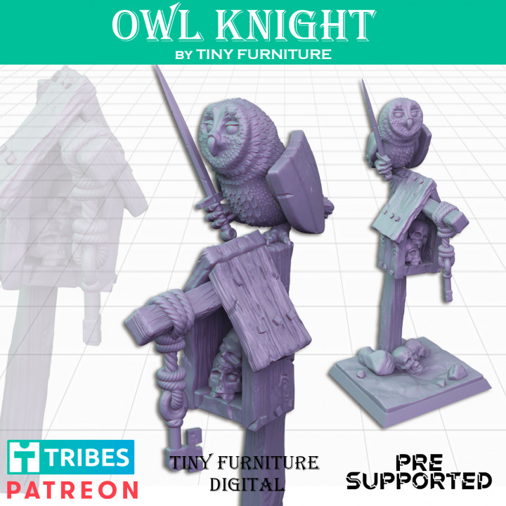 3D Printable Owl Knight by Tiny Furniture