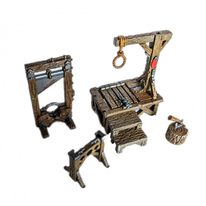 3D Printable Gallows Stocks And Guillotine Tabletop Terrain Set by Lex ...