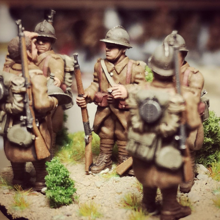 3D Printable WW2 28mm WW2 french reserve infantry at rest by Colonel Muller