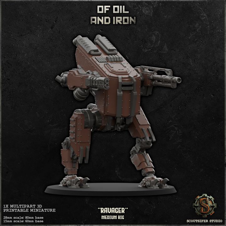 3D Printable "Ravager" Medium Rig | Dieselpunk Mech by Scoutsifer Studio