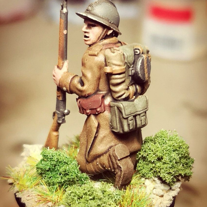 3D Printable WW2 28mm WW2 french reserver infantry under fire by ...